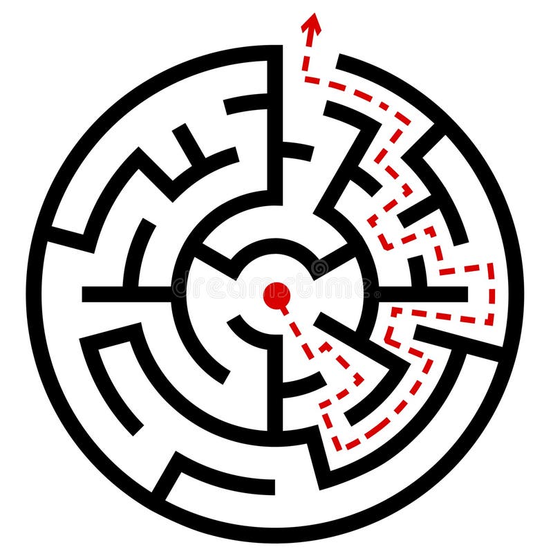 Little Round Vector Labirinth. Vector Easy Black Circle Maze on White ...