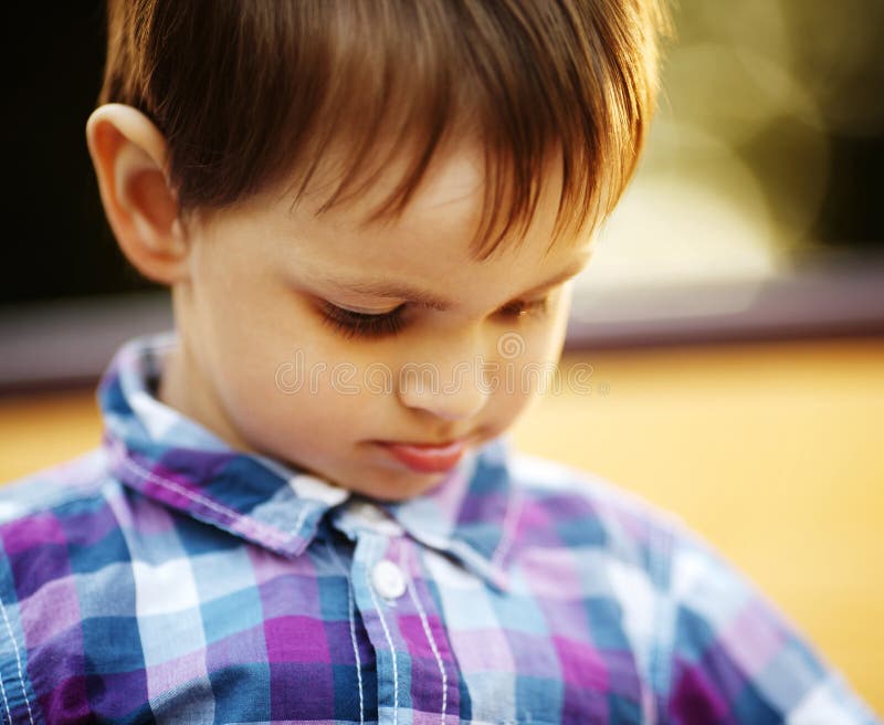 Little sad boy portrait stock image. Image of child, look - 28246643