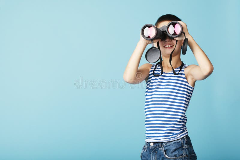 Little Sailor with Binoculars Stock Image - Image of binocular ...