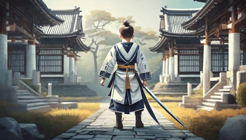 Little samurai warrior stock illustration. Illustration of comics ...