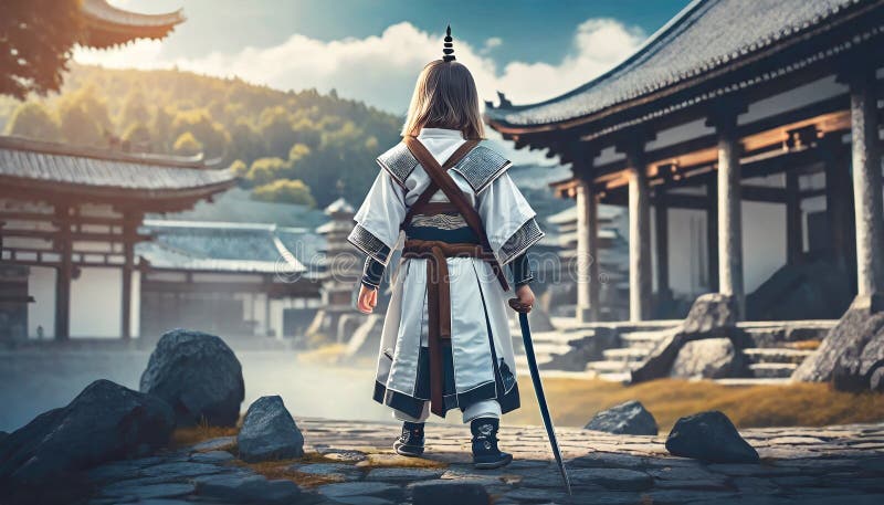Little samurai warrior stock illustration. Illustration of temple ...