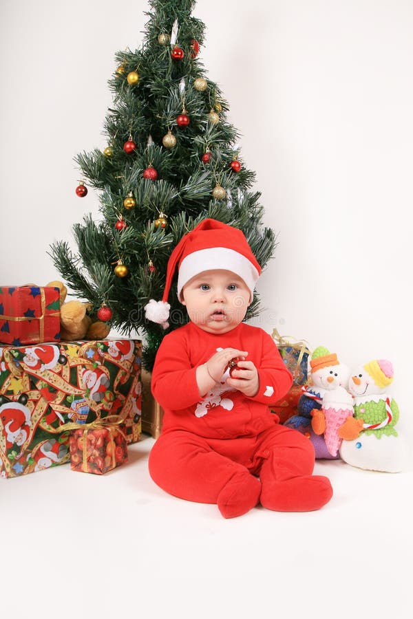 Little Santa Claus baby stock image. Image of months - 22294849