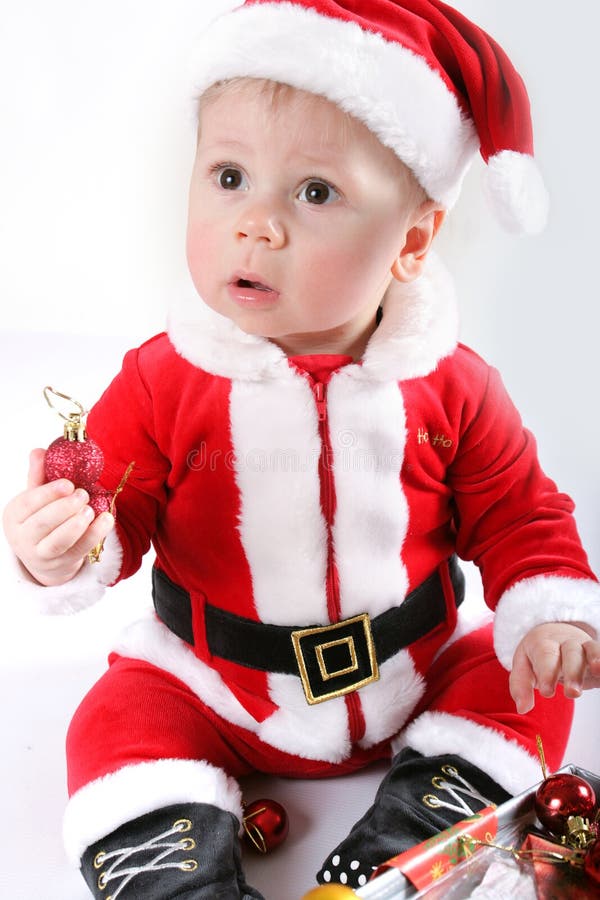 Little Santa Claus baby stock image. Image of months - 22294849