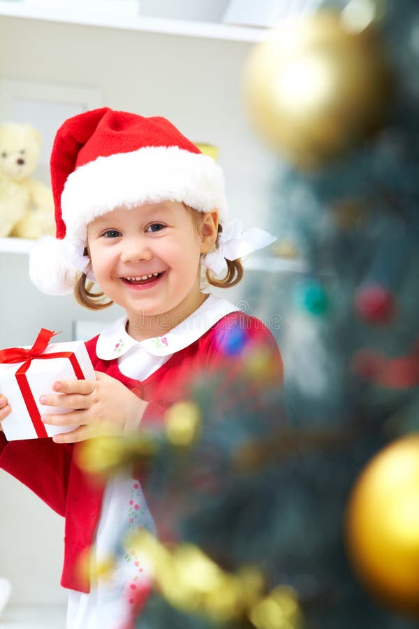 Little Santa girl stock image. Image of happiness, home - 26472603
