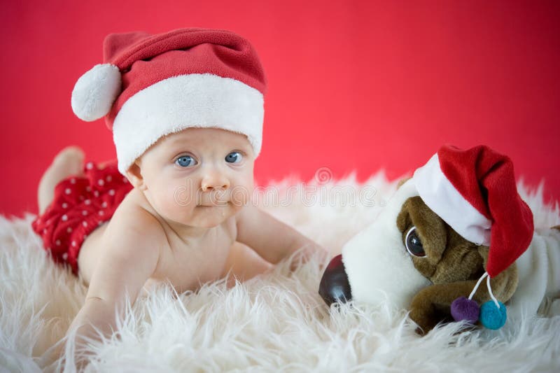 Little Santa with toy stock image. Image of season, cute - 28392307