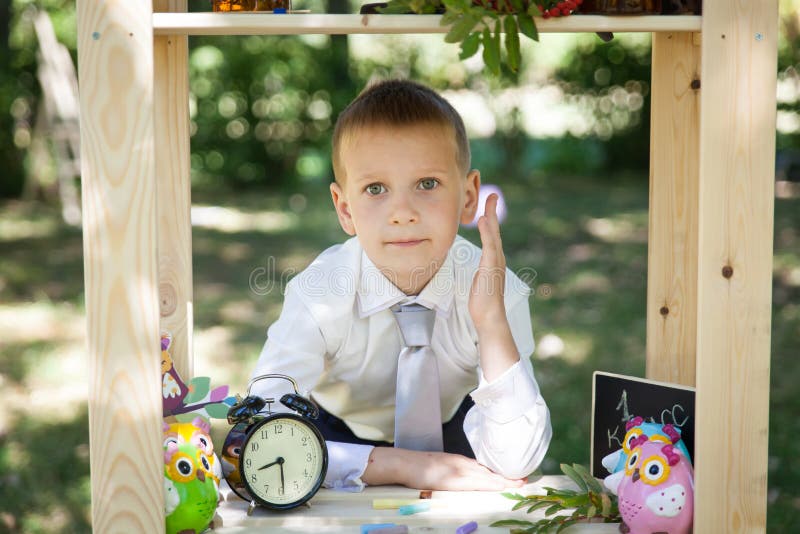 Little School Boy. Back To School Stock Image - Image of clock ...
