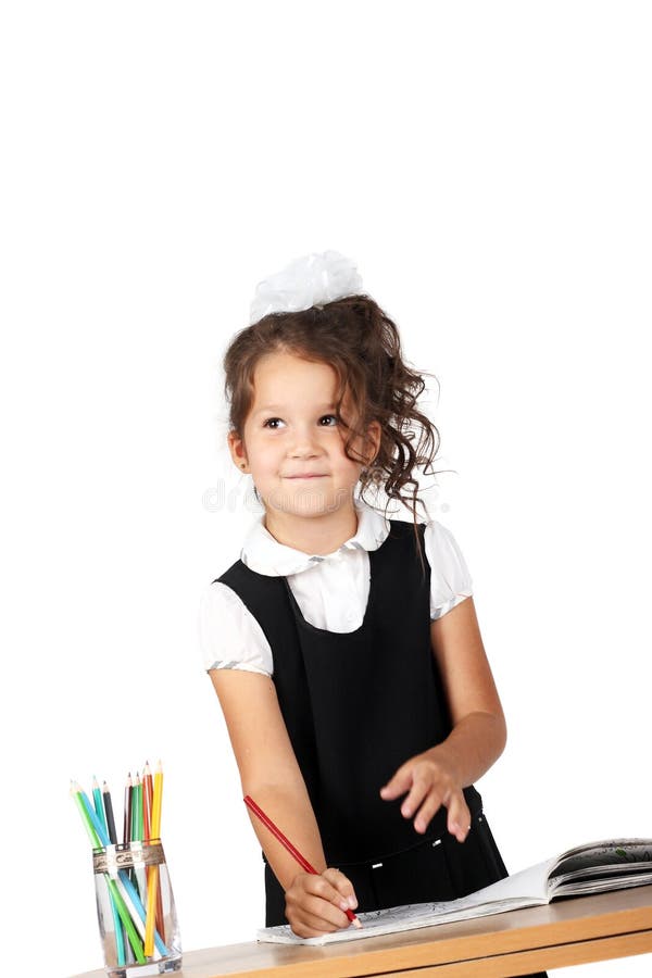 Little school girl stock photo. Image of emotion, colorful - 18138290