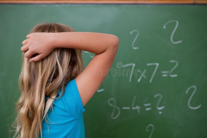 Teenager Girl in Math Class Overwhelmed by the Math Formula. Pressure ...