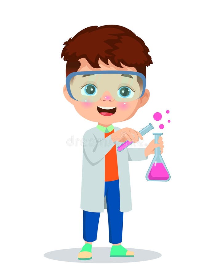 Little Scientist Doing Experiments and Research Stock Vector ...