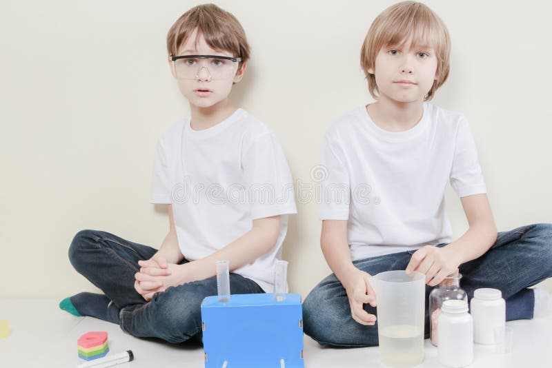 Little Scientists Preparing To Make Science Experiments. Education ...