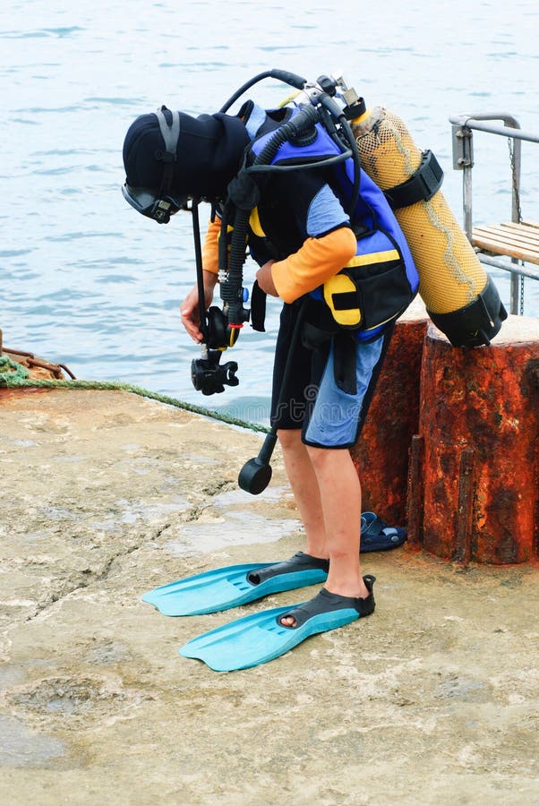 Little Boy in Scuba Goggles, Swimming and Having Fun in the Pool ...