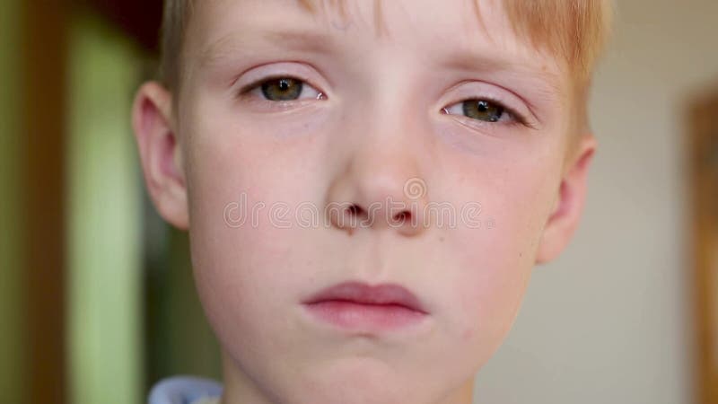 Little Serious Sad Boy Looking at the Camera Stock Video - Video of ...