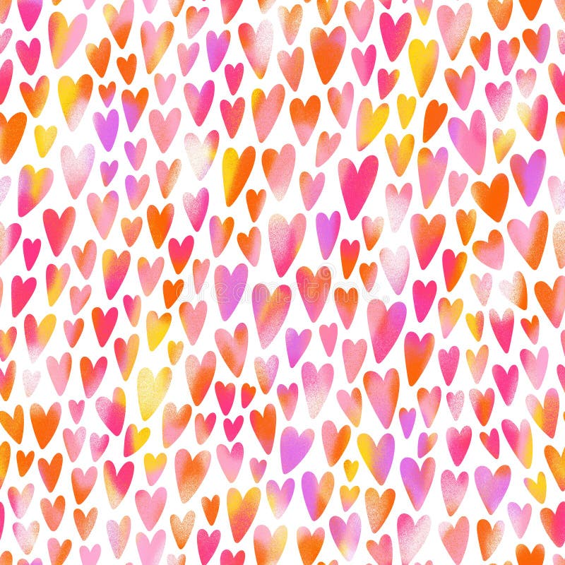 Little Shiny Gradient Hearts, Romantic Pattern Illustration Stock ...