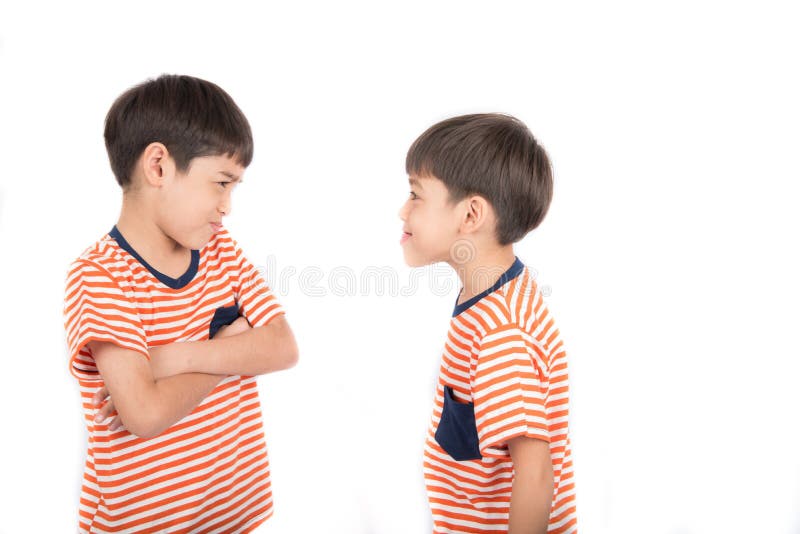 Little Brother Look at Big Brother Stock Image - Image of child ...