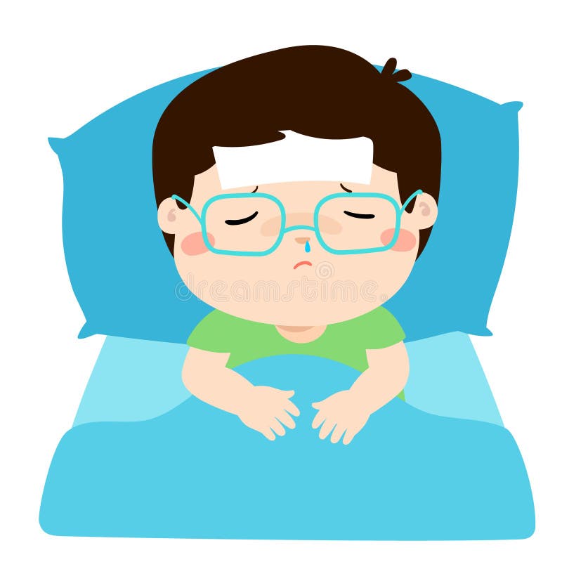 Clip Art Boy Sick In Bed