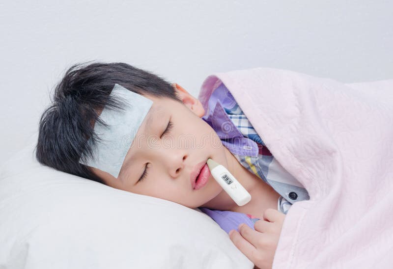 Little sick boy sleeping stock photo. Image of medicine - 49991398