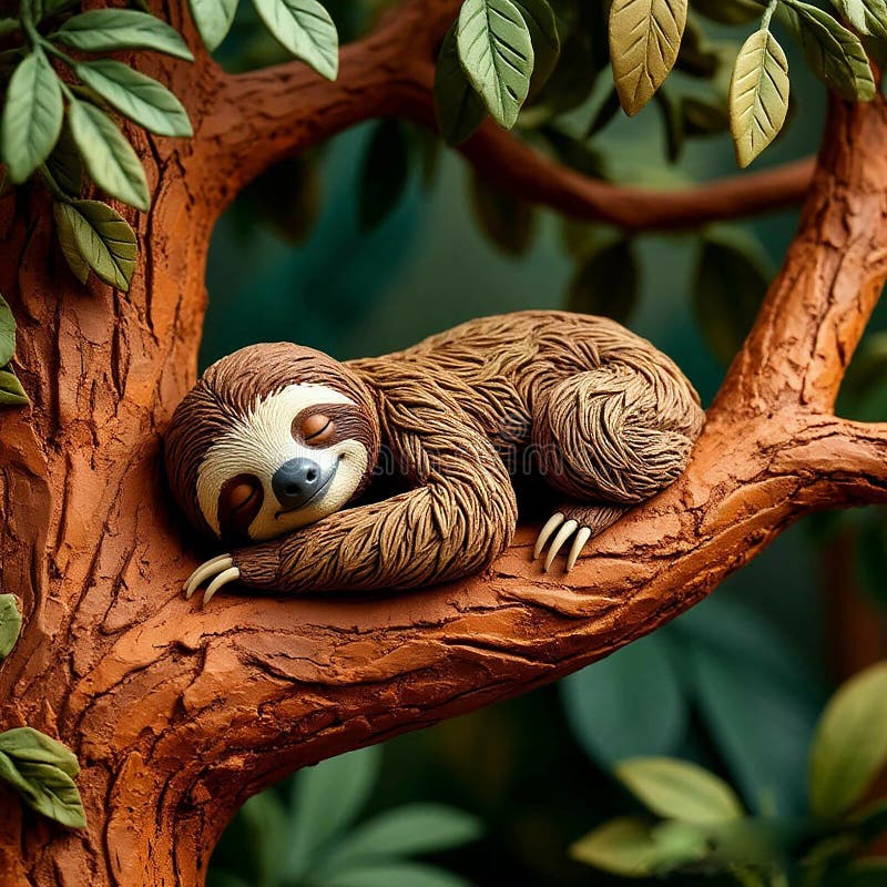 Sloth on a tree stock photo. Image of drawing, nature - 375415196