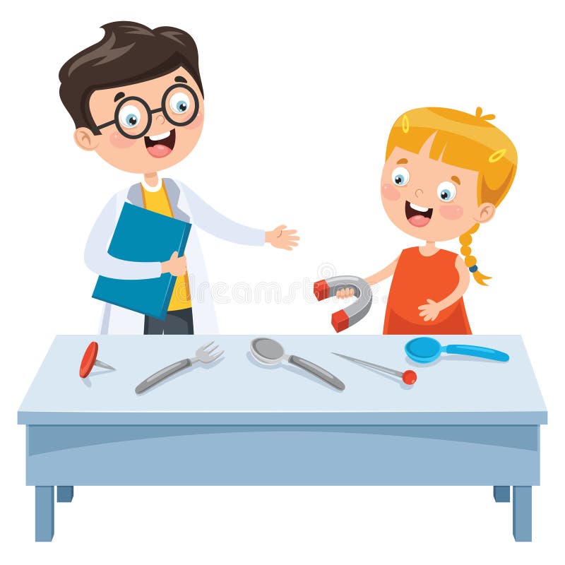 Kids Magnetic Experiment Stock Illustrations – 13 Kids Magnetic ...