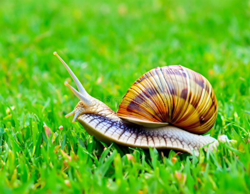 Little Snail in Green Grass Stock Image - Image of bright, creature ...