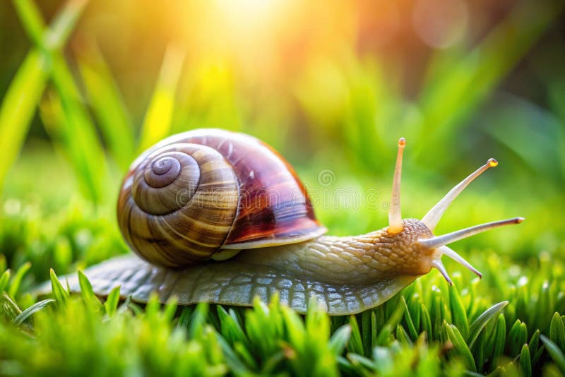 Little Snail Snail in the Green Grass Stock Illustration - Illustration ...