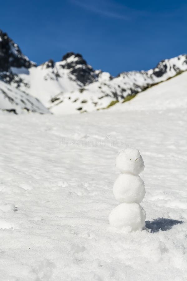 Little Snowman in the Mountains. Stock Photo - Image of white, peak ...