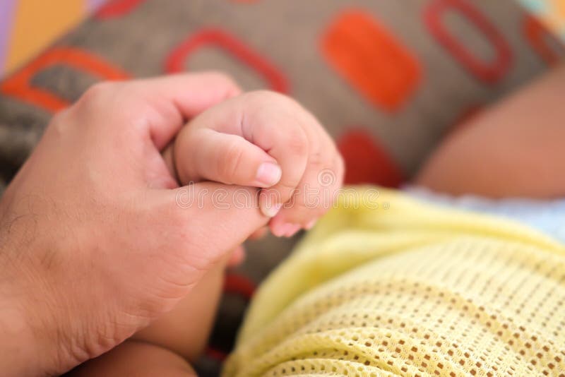 Little Son S Hand Holds Daddy S Finger Stock Image - Image of adult ...