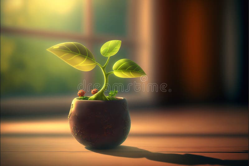 Little sprout in the sun stock illustration. Illustration of ecology ...