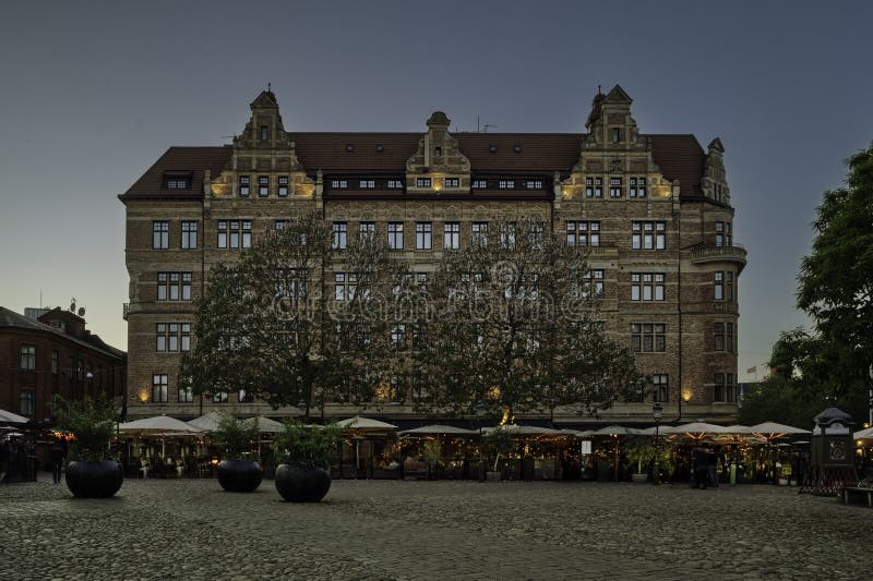The Little Square in Malmo in a Soft Evening Light Stock Image - Image ...