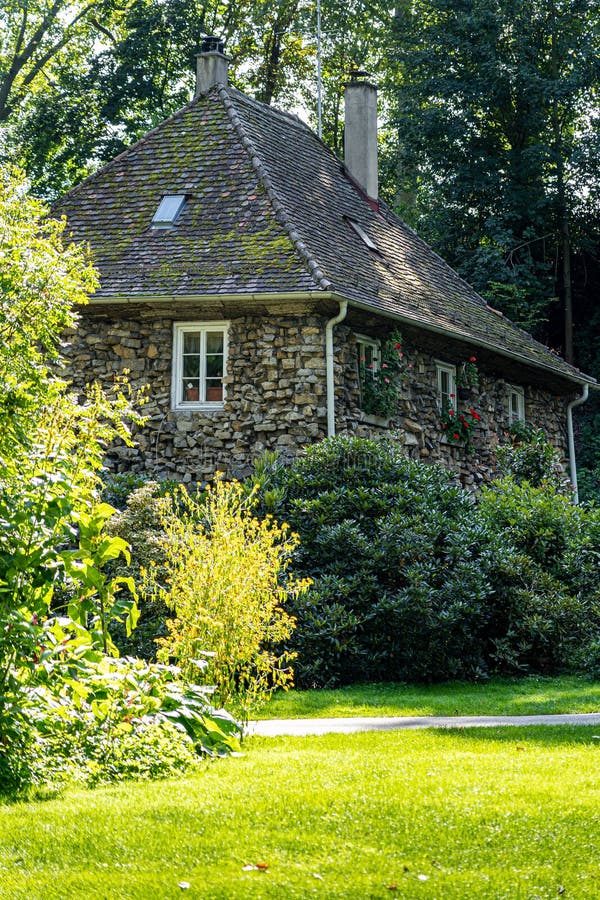 Little Stony House in the Middle of the Magical Garden Stock Photo ...