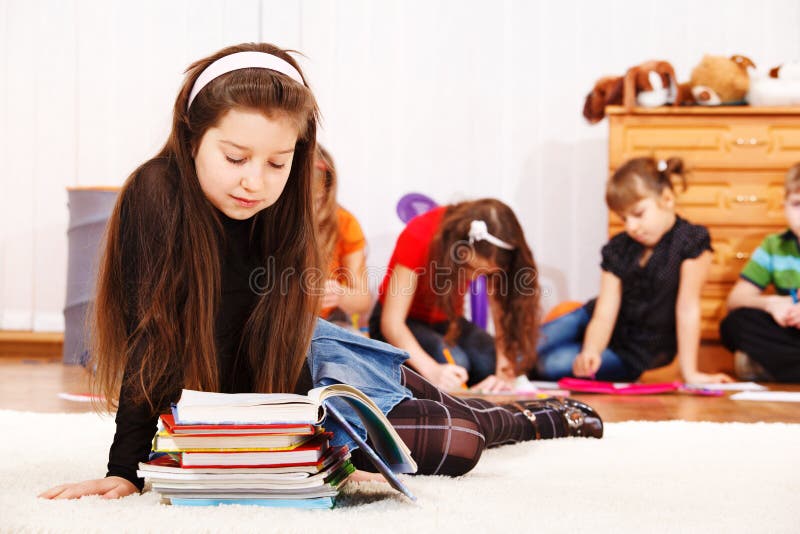 Little student stock photo. Image of pile, junior, girl - 22032804