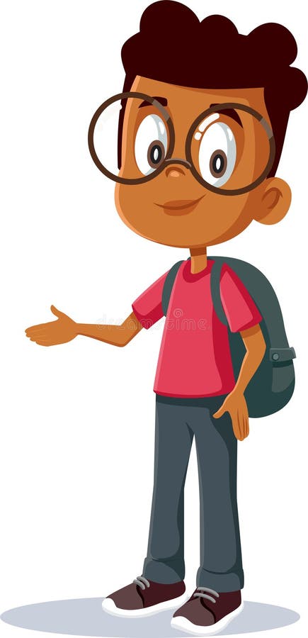 Little Student Boy Presenting with Hand Gesture Vector Cartoon Stock ...