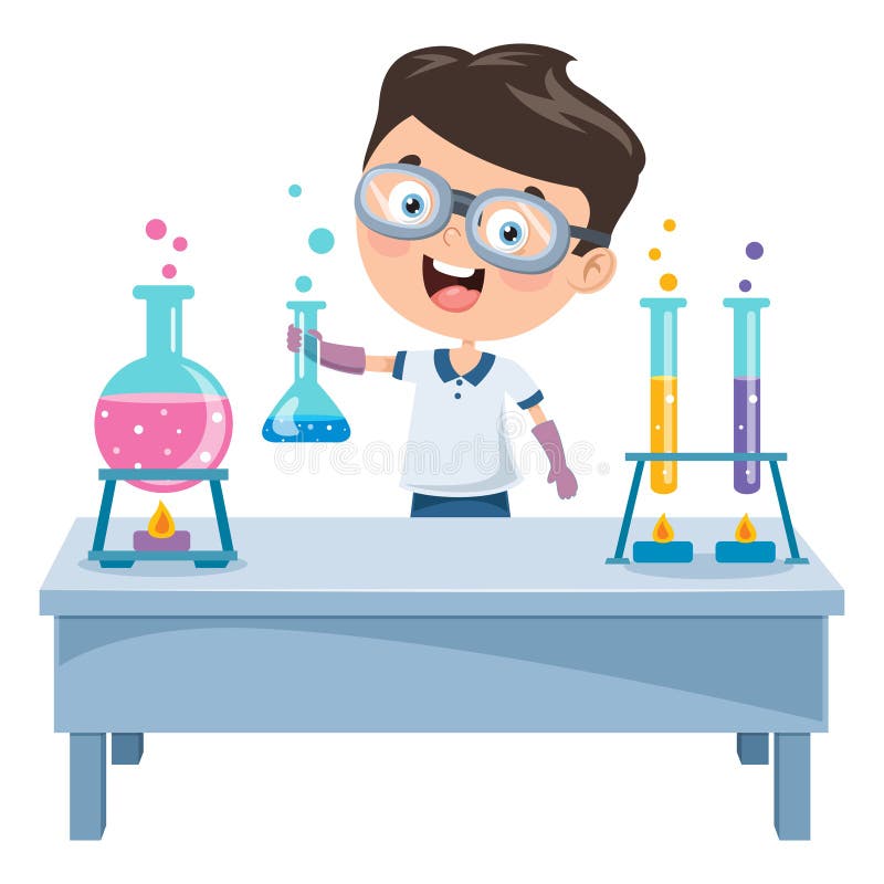 Little Student Doing Chemical Experiment Stock Vector - Illustration of ...