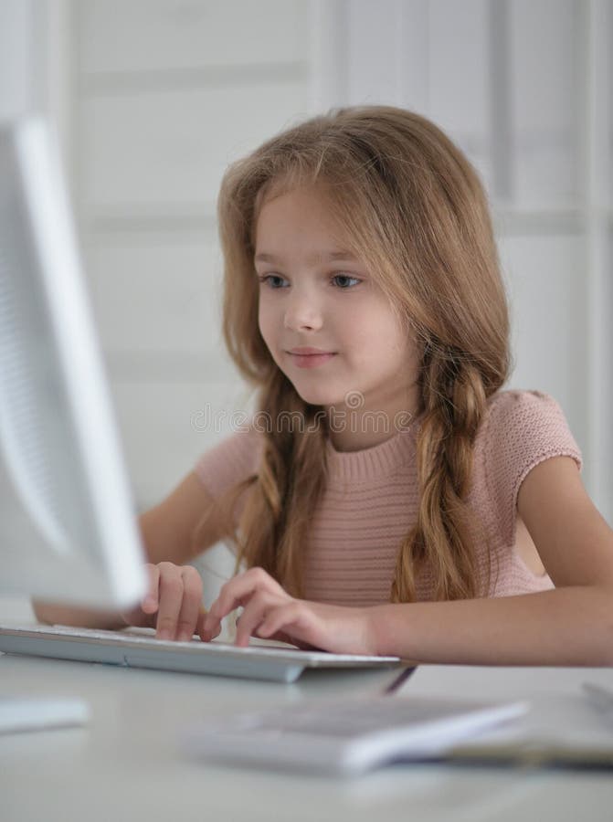 Little Student Girl Making Homework Stock Image - Image of person ...