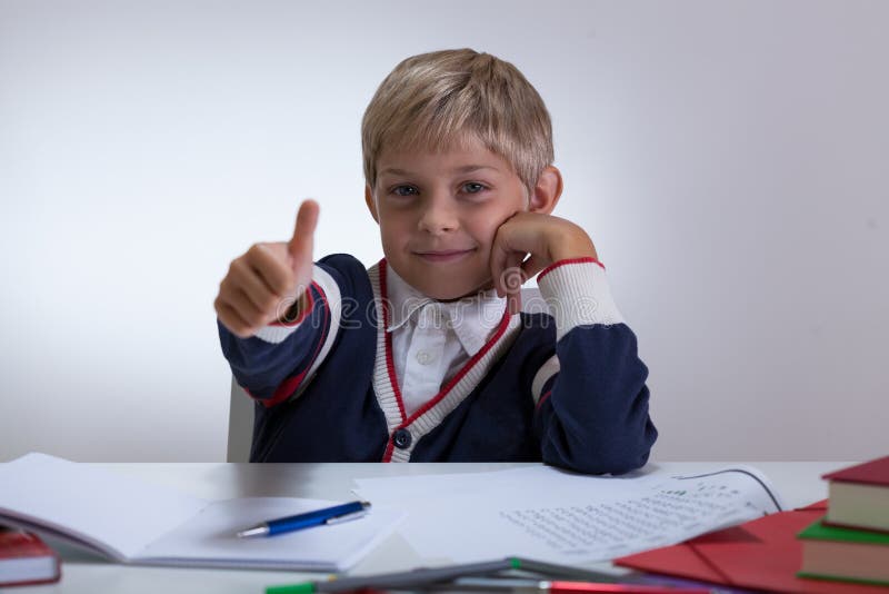 Little Student with Okay Gesture Stock Photo - Image of color, kids ...