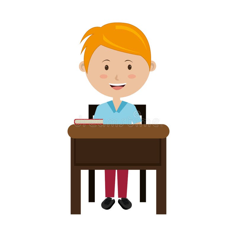 Little Student in School Chair Stock Vector - Illustration of reading ...