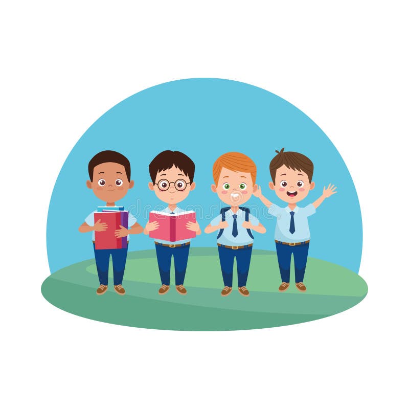 Little Students Kids Cartoon Stock Vector - Illustration of people ...