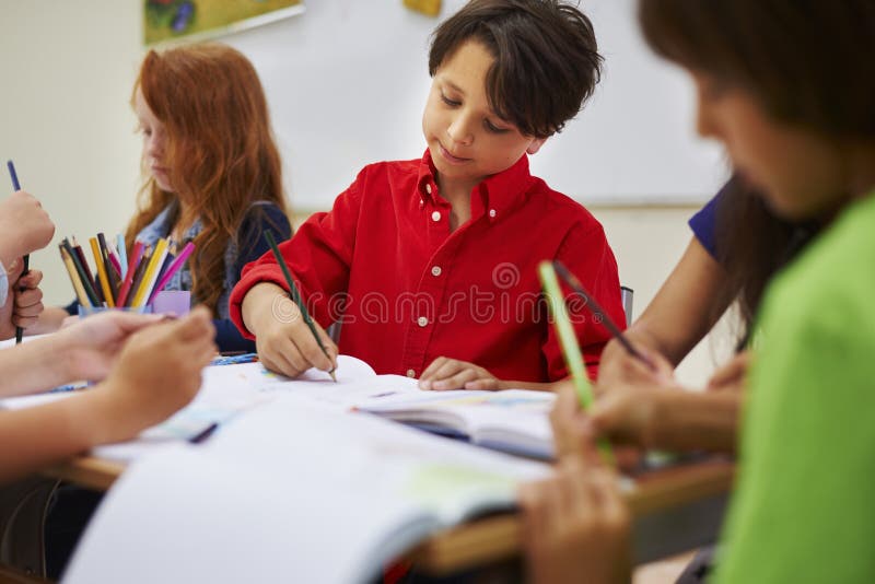 Little Students in the Classroom Stock Image - Image of head, friends ...