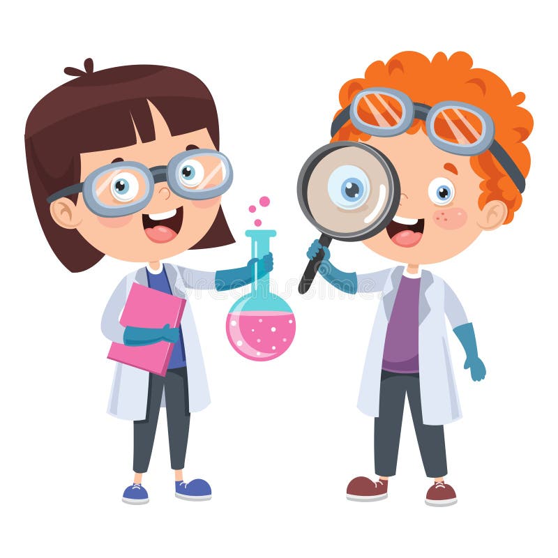 Little Students Doing Chemical Experiment Stock Vector - Illustration ...