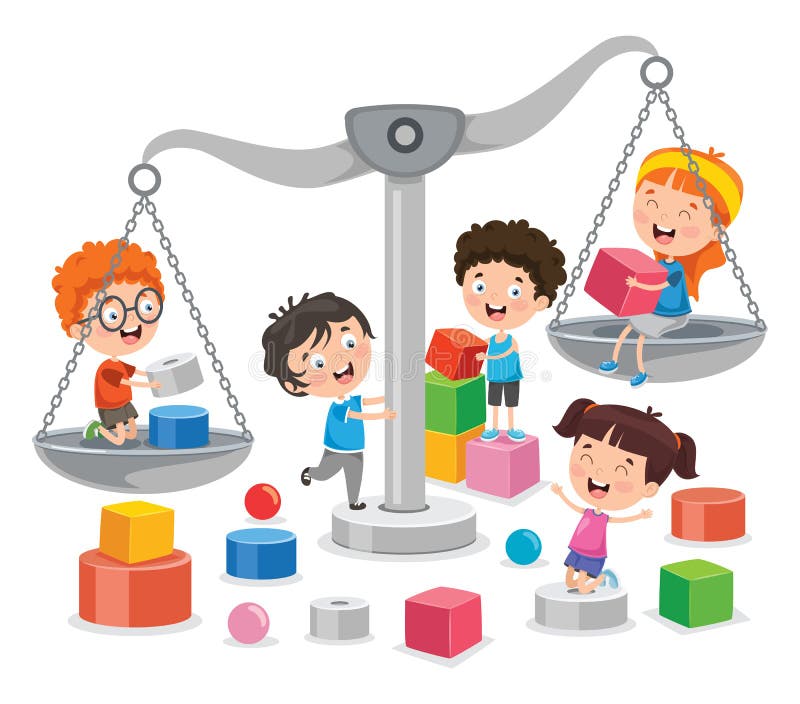 Little Students Using Scales of Justice Stock Vector - Illustration of ...