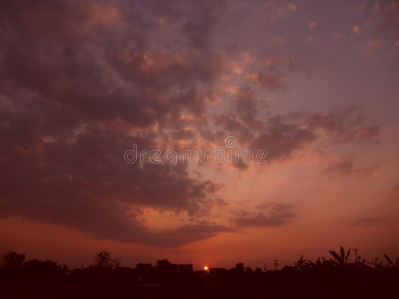 Little Sunset in the Village Afternoon Today Stock Image - Image of ...