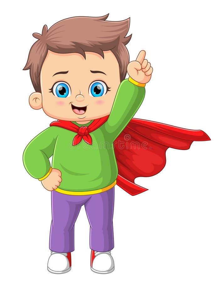 The Little Super Boy is Rising Up the Hand Stock Vector - Illustration ...