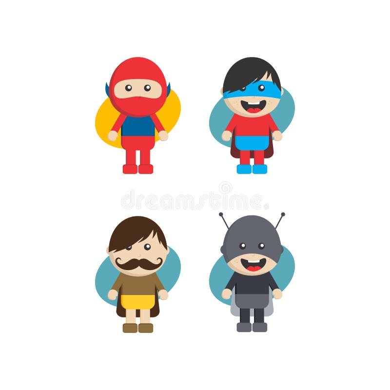 Little Superhero Flat Cartoon Stock Vector - Illustration of hero ...