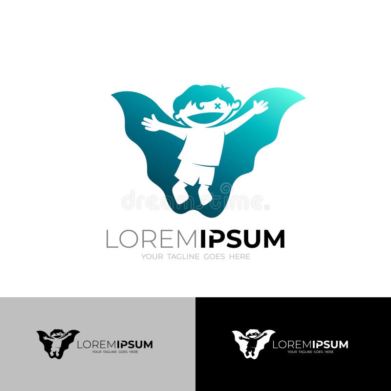 Little Superhero Logo is Flying, Children Logos, Simple Stock Vector ...