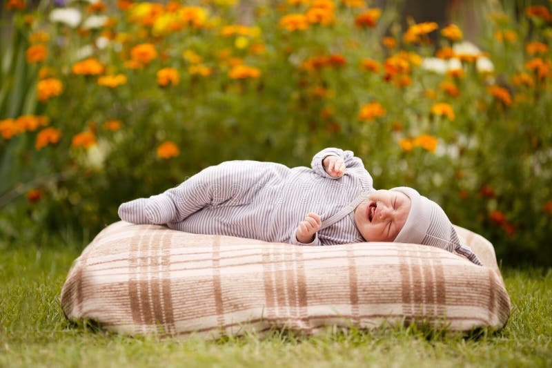 Little Sweet Sleeping Baby Outdoors Stock Image - Image of child, lying ...