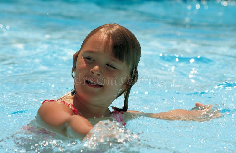 Little Swimming Girl stock image. Image of adorable, child - 5813139
