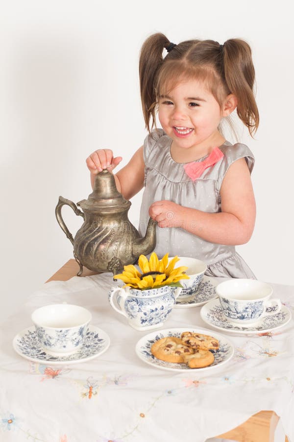 Little Tea Party stock image. Image of pigtails, precious - 46320881