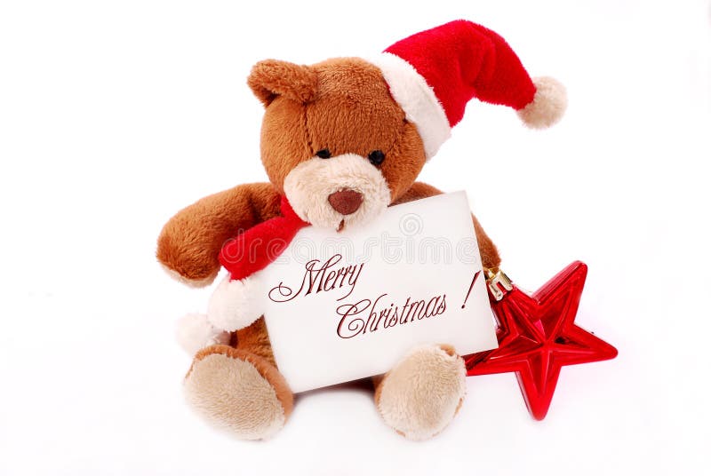 Little Teddy Bear with with Christmas Wishes Stock Photo - Image of ...