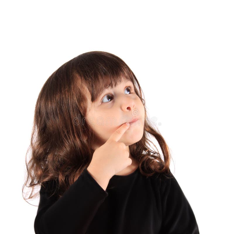 Little thinking girl stock image. Image of wonder, years - 17129407