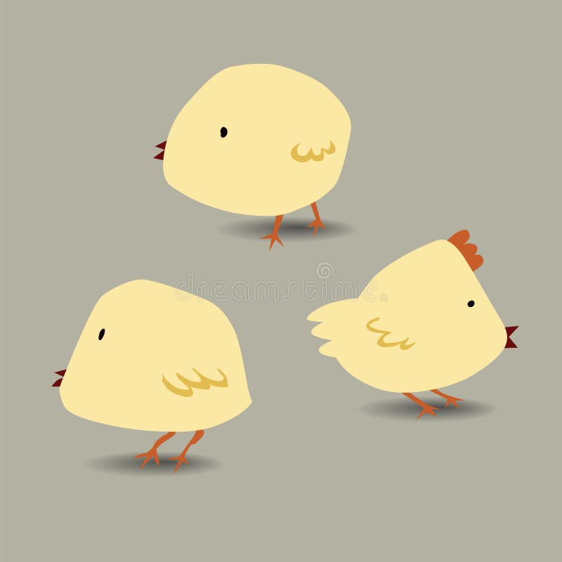 Little Three Cute Yellow Chicken Stock Illustration - Illustration of ...