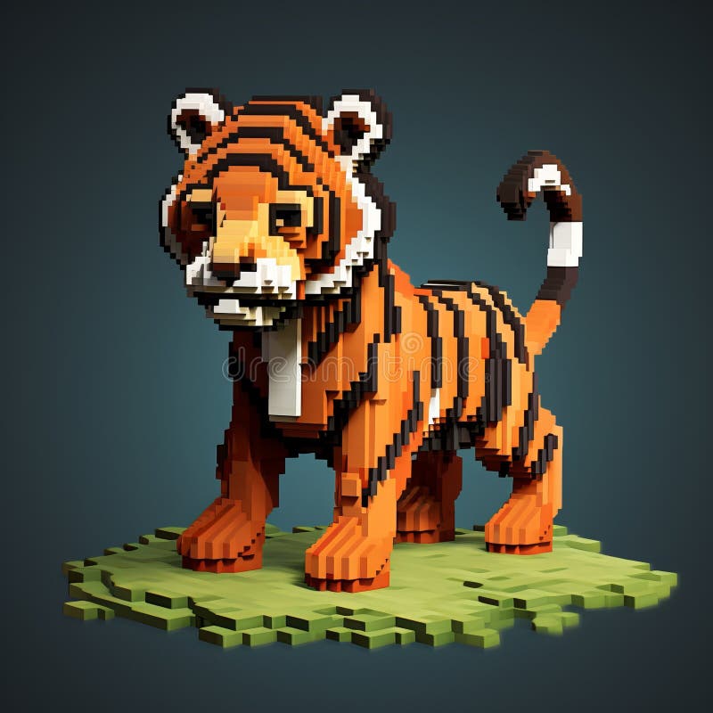 Pixel Tiger: Majestic Elephants and Detailed Wildlife in Voxel Art ...